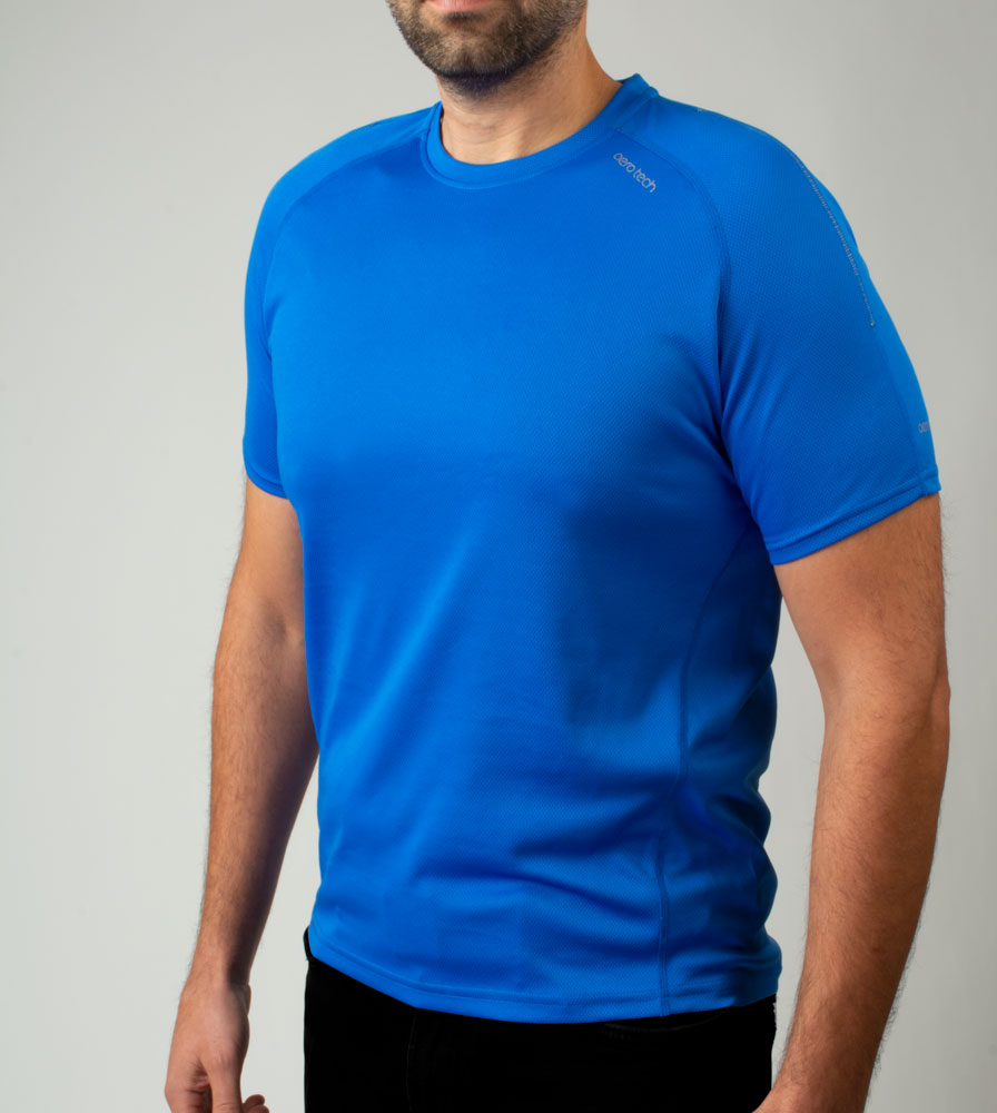 Men's Tech Performance Cycling Tee Shirt with Pocket and Reflective Trim