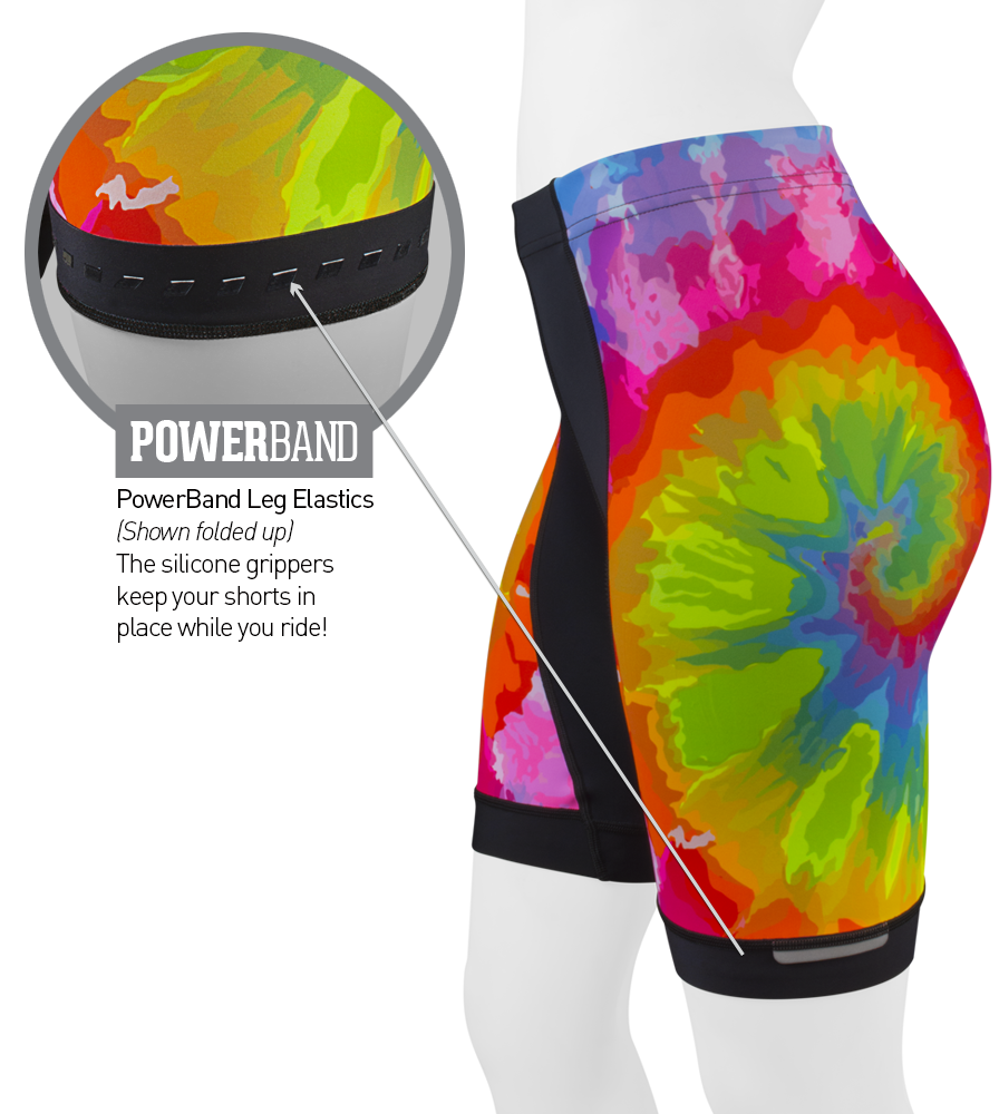 Women's Peace Rider Padded Bright Color Tie Dye Padded Bike Shorts