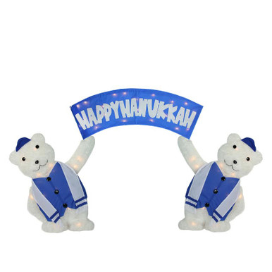 30" Lighted Polar Bears with "Happy Hanukkah" Sign Christmas Outdoor ...