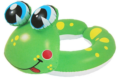 24" Inflatable Green & Yellow Frog Children's Swimming Pool Split Ring ...