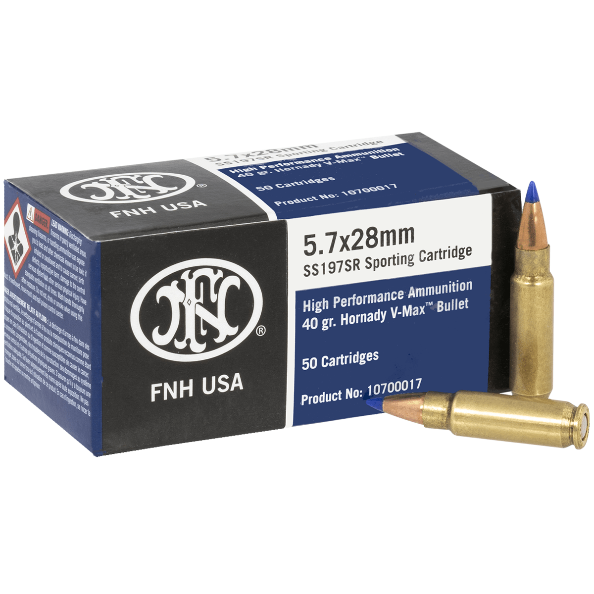 FNH 10700017 5.7 x 28mm SS197SR 40gr V-Max Bullet Ammo