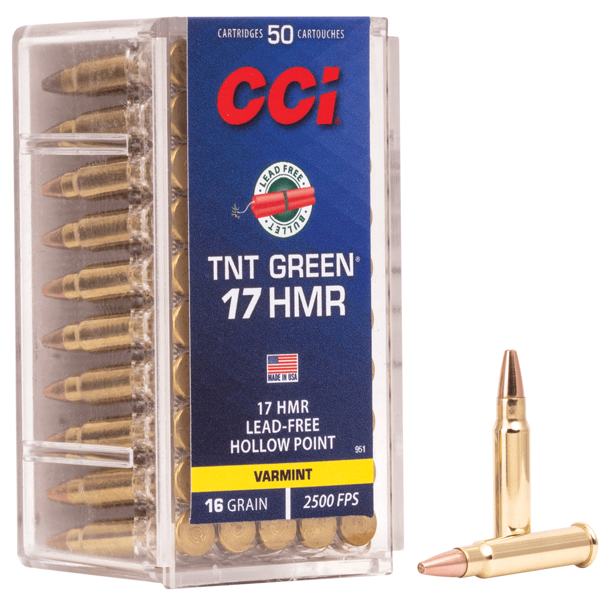 CCI 951 TNT Green 17 HMR 16 gr Speer TNT Green Hollow Point 50 Per Box ...
