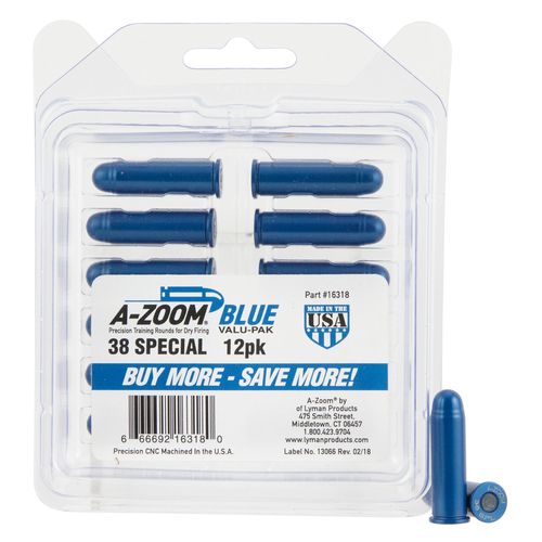 A-Zoom Blue Snap Caps Revolver 38 Special Aluminum - 12 Pack - 16318