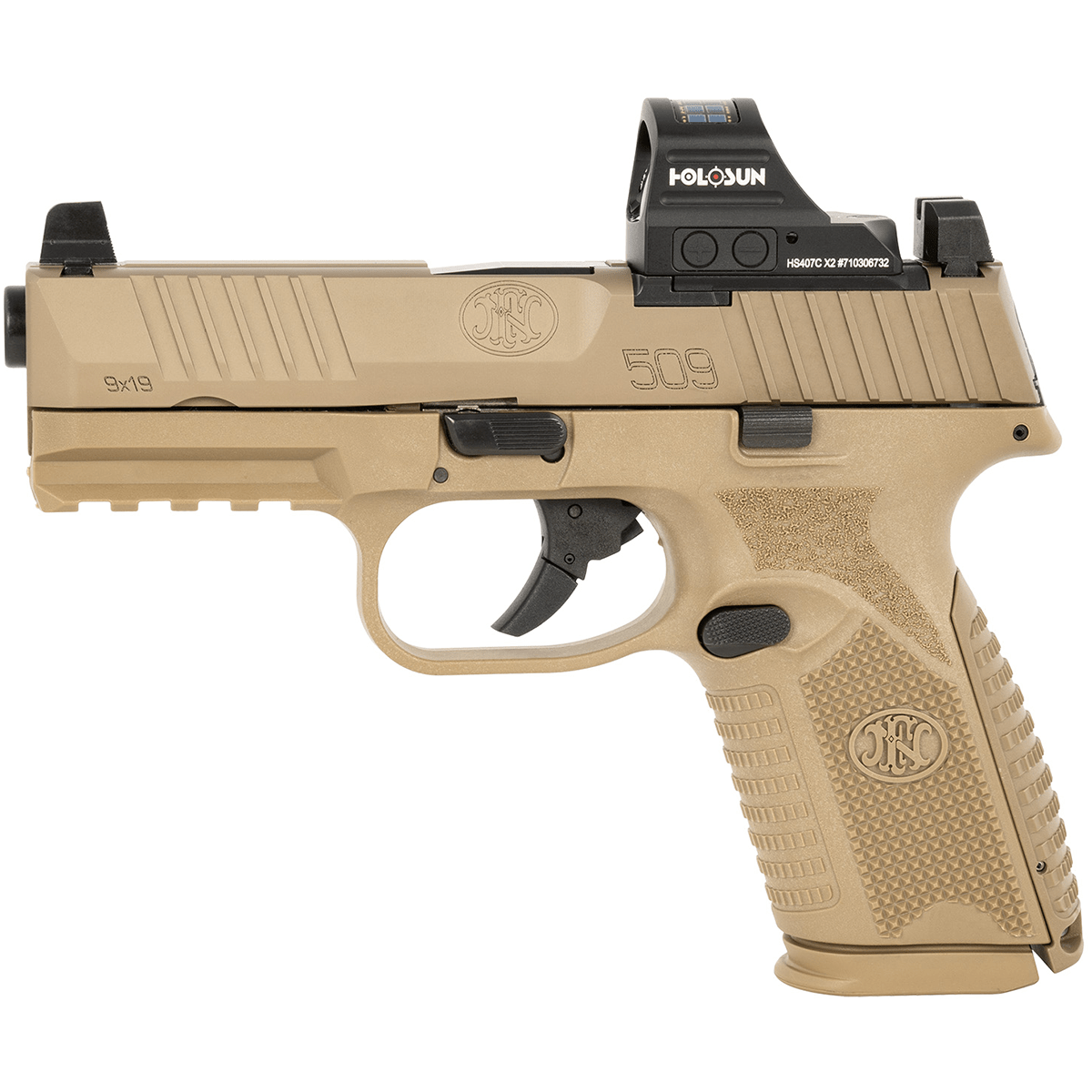FN 509M 9mm w/Holosun 407C Red Dot FDE Semi Automatic Handgun