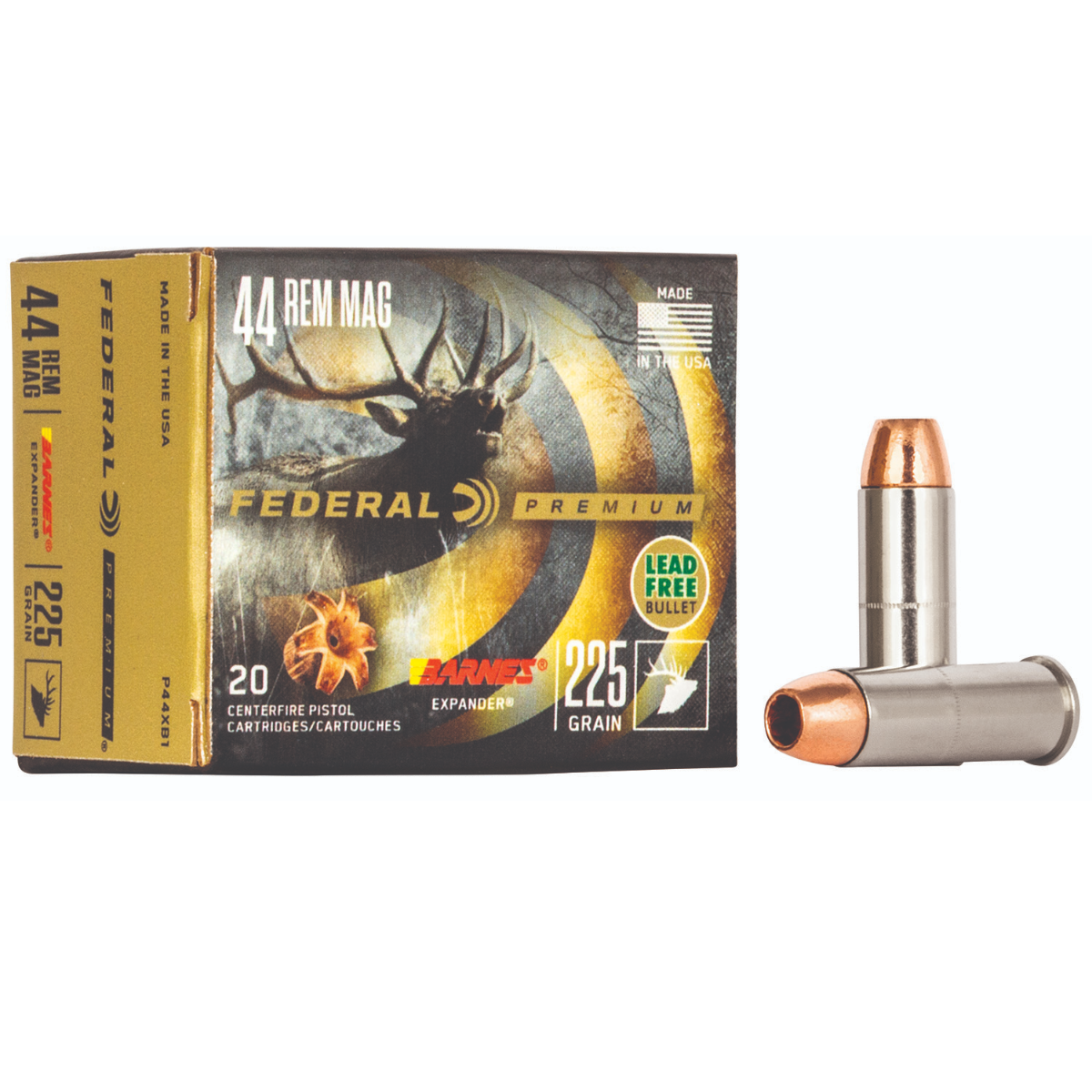 Federal Premium .44 Rem Mag 225gr Barnes Expander BRX, 20 Rounds Per ...