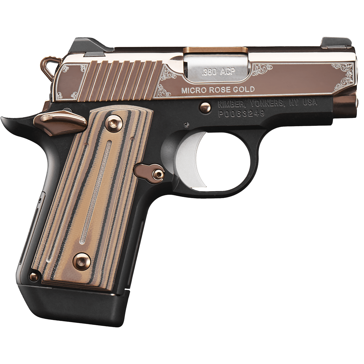 Kimber 3300173 Micro Rose Gold NS 380 ACP 7+1 2.75" Rose Gold PVD Coating Steel Slide Matte ...