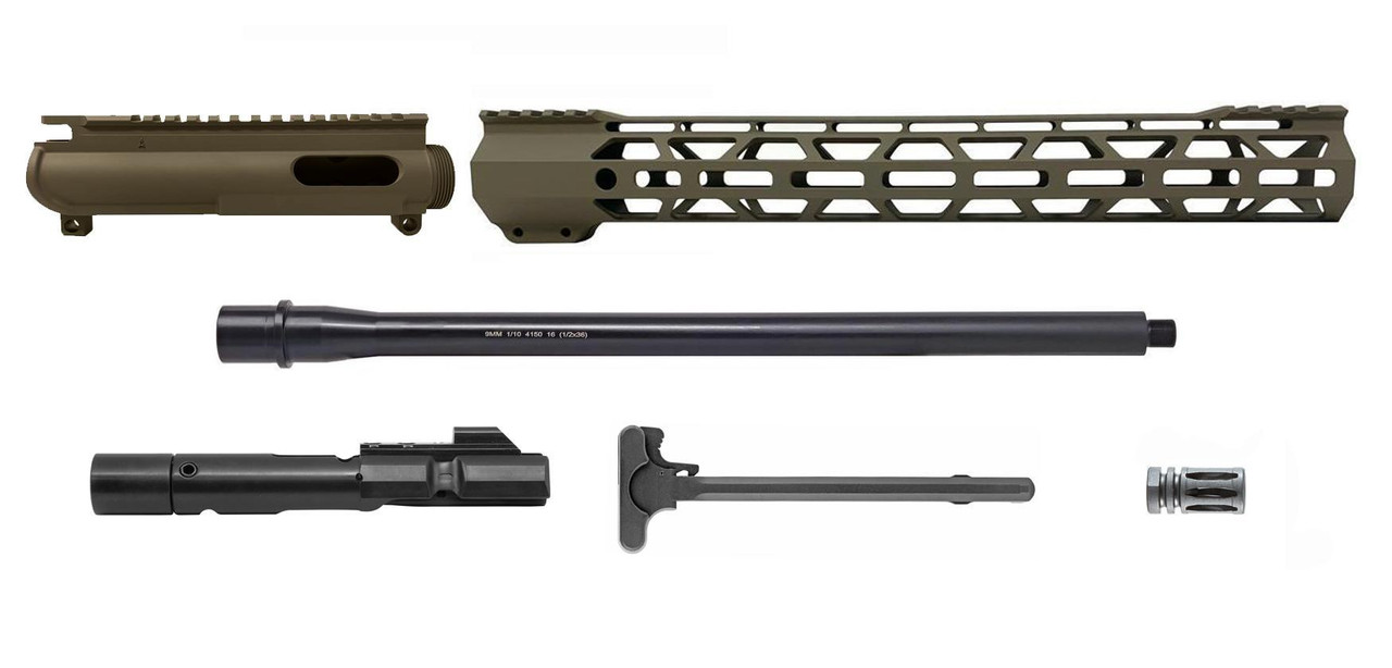 RTB Upper Build Kit 16" 9mm Upper Receiver - FDE | A2 | 15" M-LOK ...