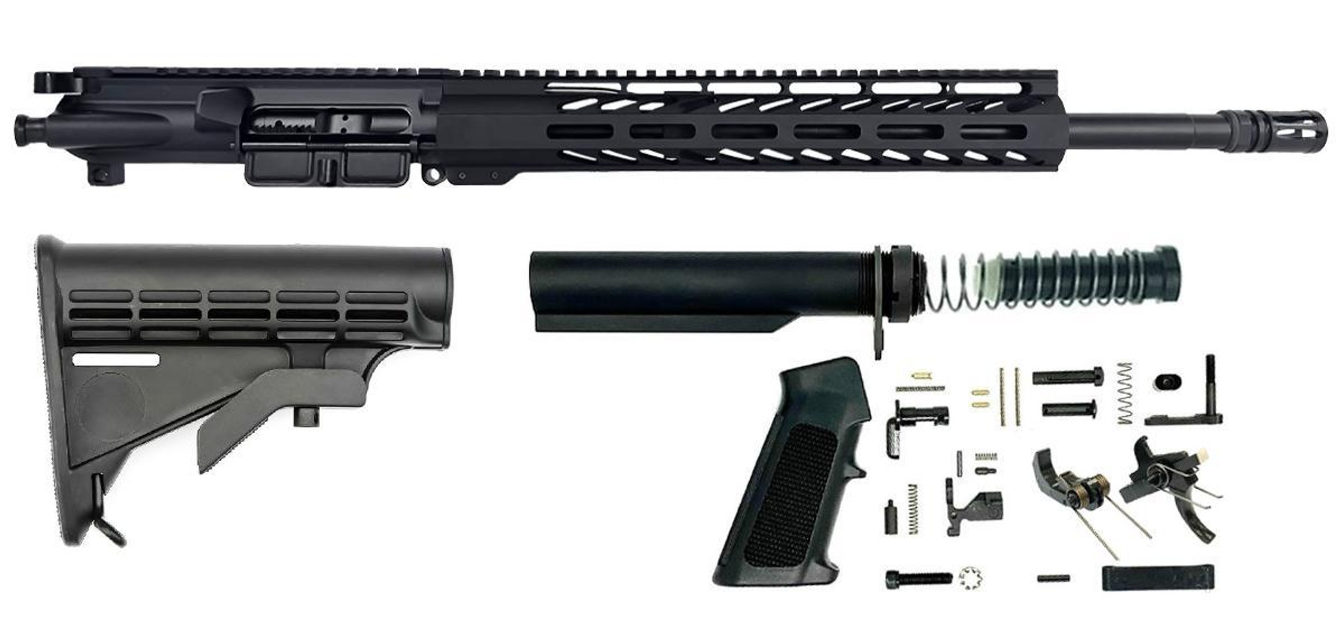 Rifle Build Kit - BG Complete 16" Upper Receiver | 12" Slant Cut HG |M4 6-Positon Stock Kit | BN ...