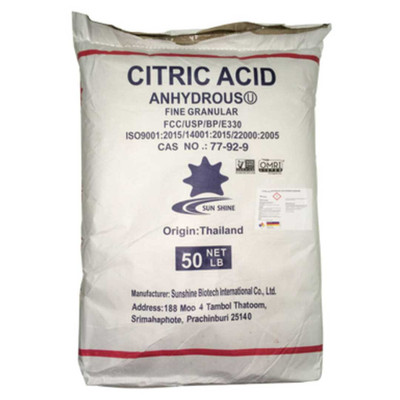 Sunshine Citric Acid Fine Granular GMO-Free | 50 lbs Bag for Sale