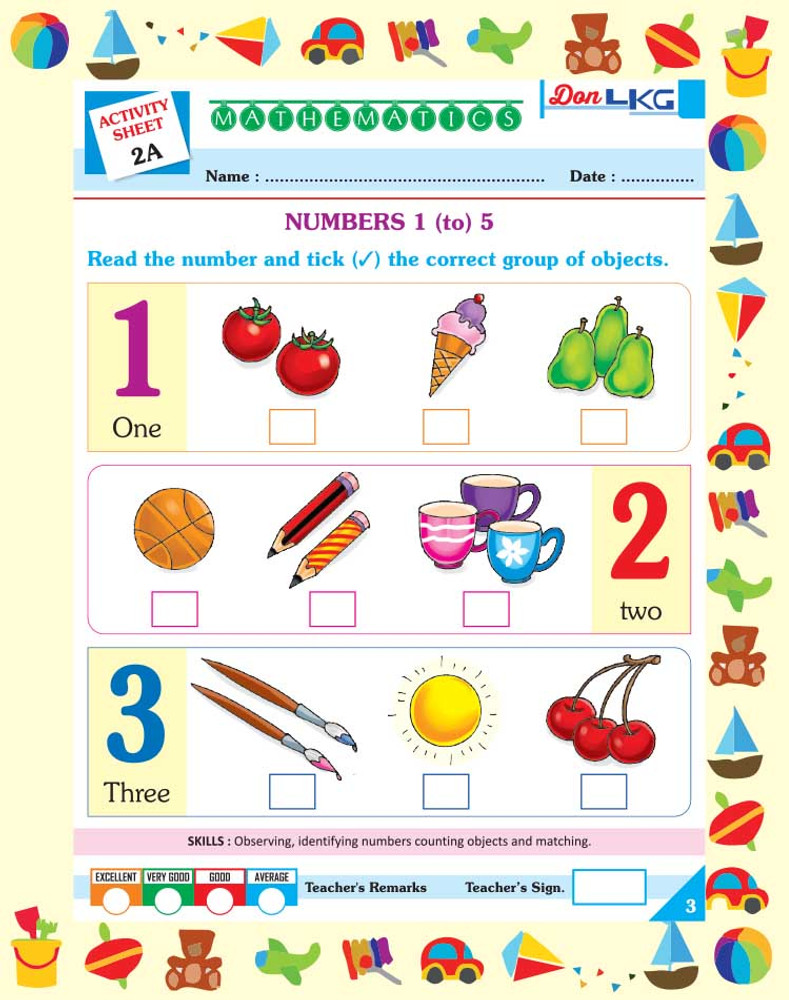 LKG Activity Worksheets - Maths