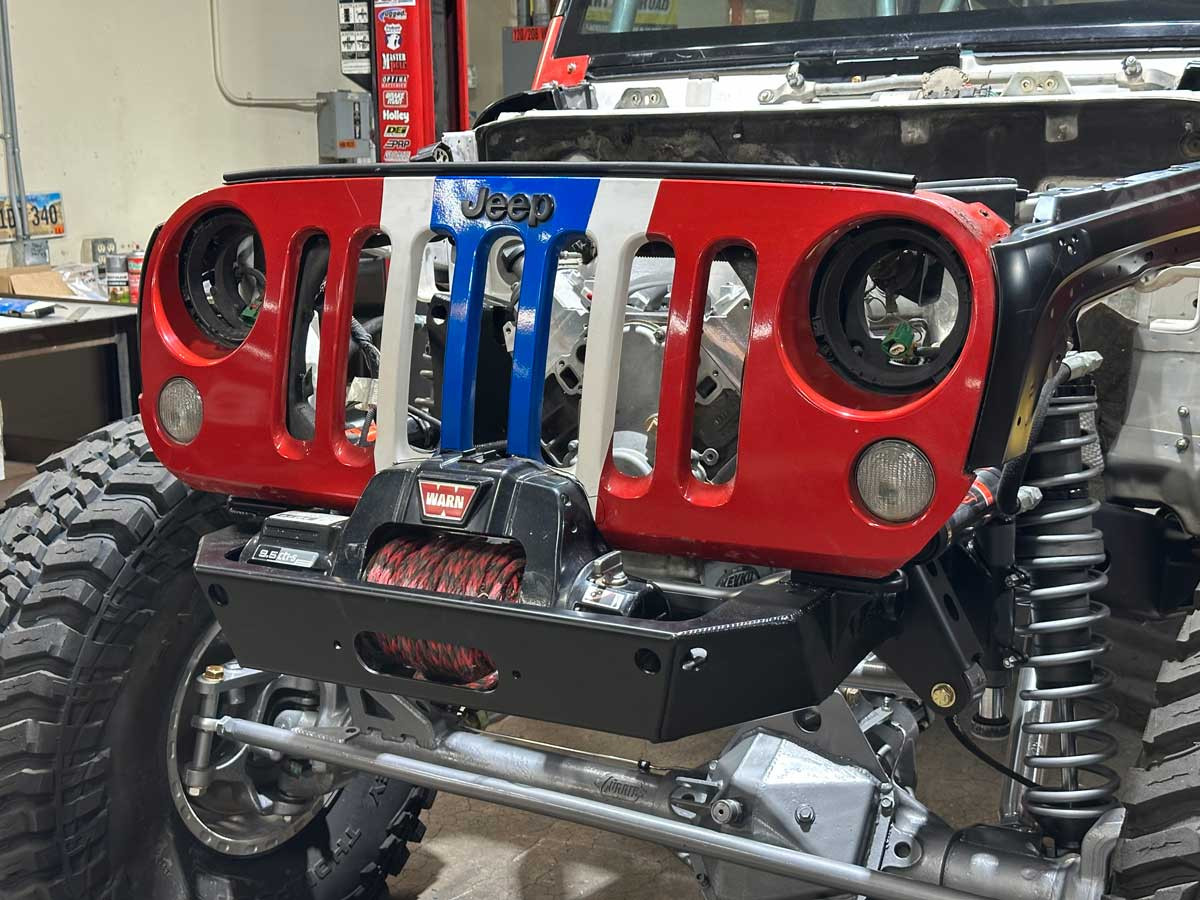 Jeep JK "Frame Chop" Winch Guard Front Bumper - Steel | GenRight Jeep Parts