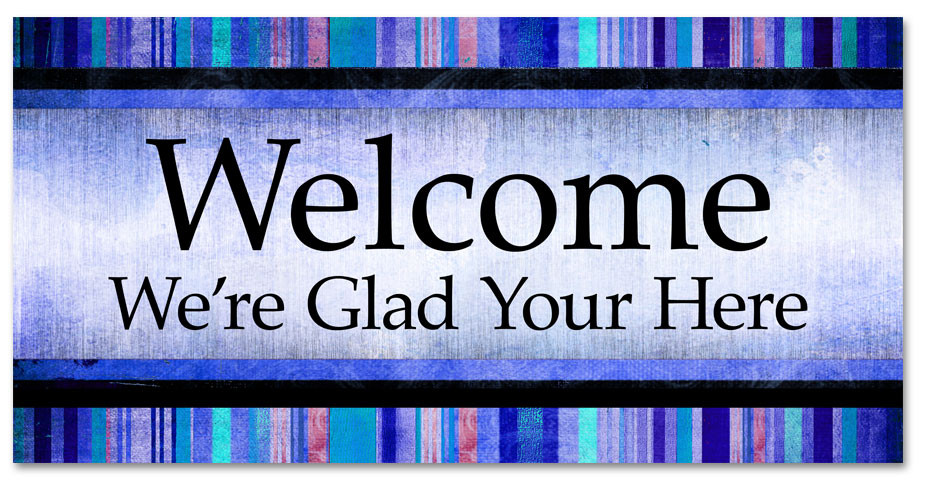 Welcome Stripes Banner - ChurchBanners.com