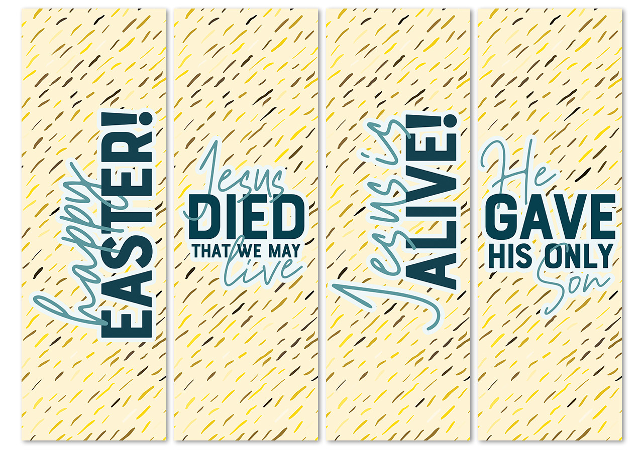 Yellow Confetti - Set of 4 - E370 - Easter Banners - ChurchBanners.com