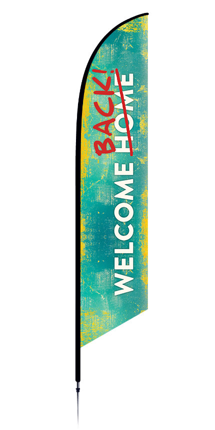Welcome Back - Feather Flag - Distressed Teal - ChurchBanners.com