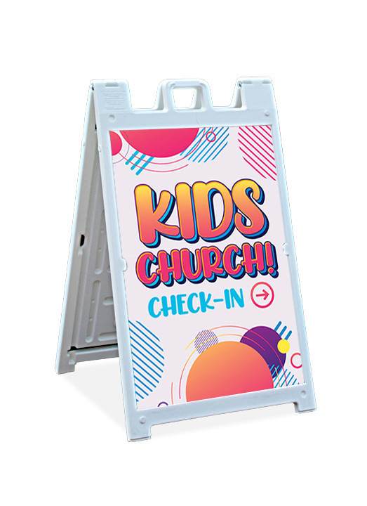 Kids Church Check In - Sandwich Sign - Balloon - Church Banners