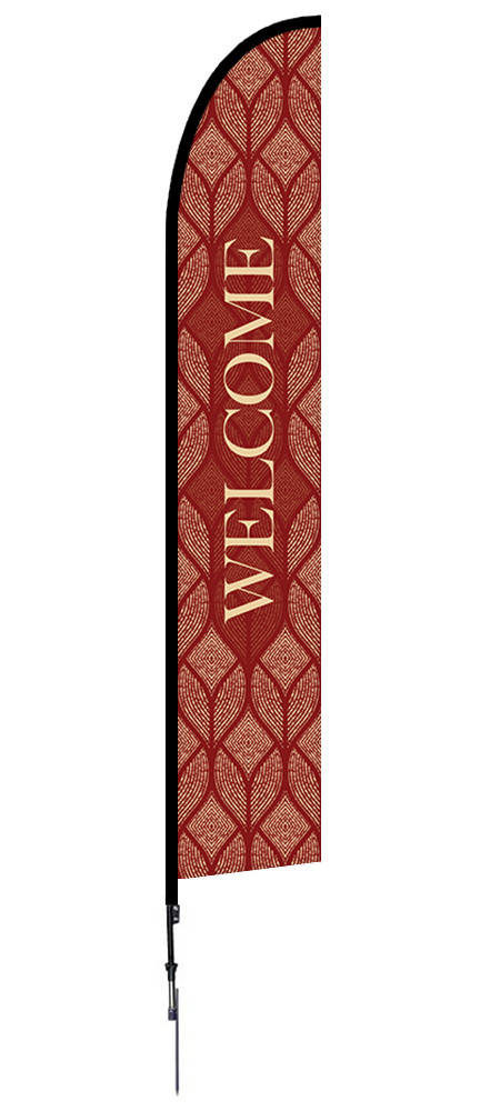 Welcome - Feather Banner - Christmas Series 39 Red - ChurchBanners.com