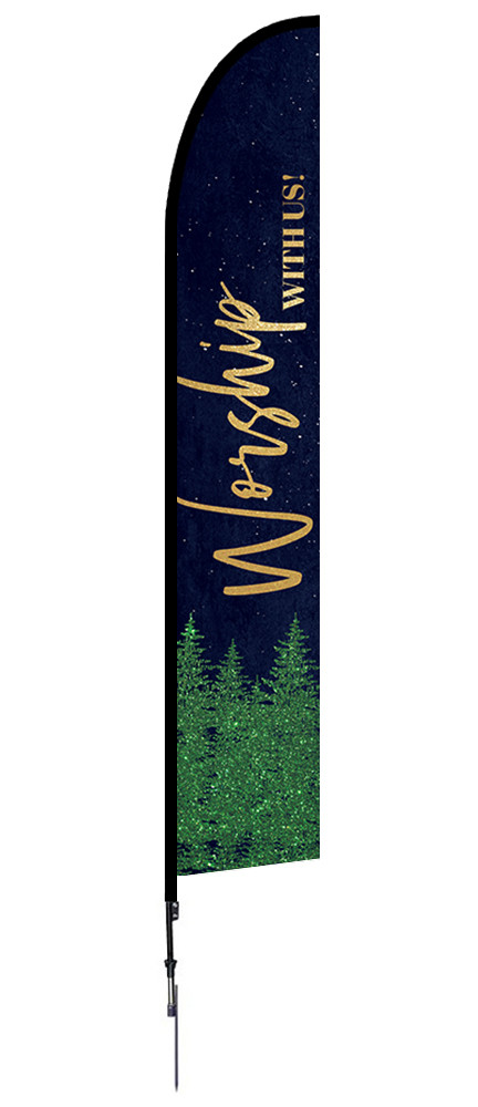 Worship With Us - Feather Banner - Christmas Series 46 - ChurchBanners.com