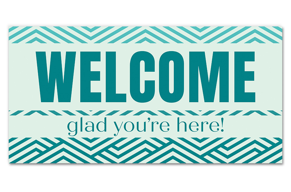 Welcome - Outdoor Vinyl Banner - Gradient Chevron - ChurchBanners.com