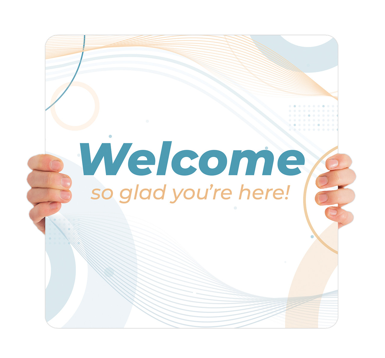 Welcome - Square Handheld - HHE087 - ChurchBanners.com
