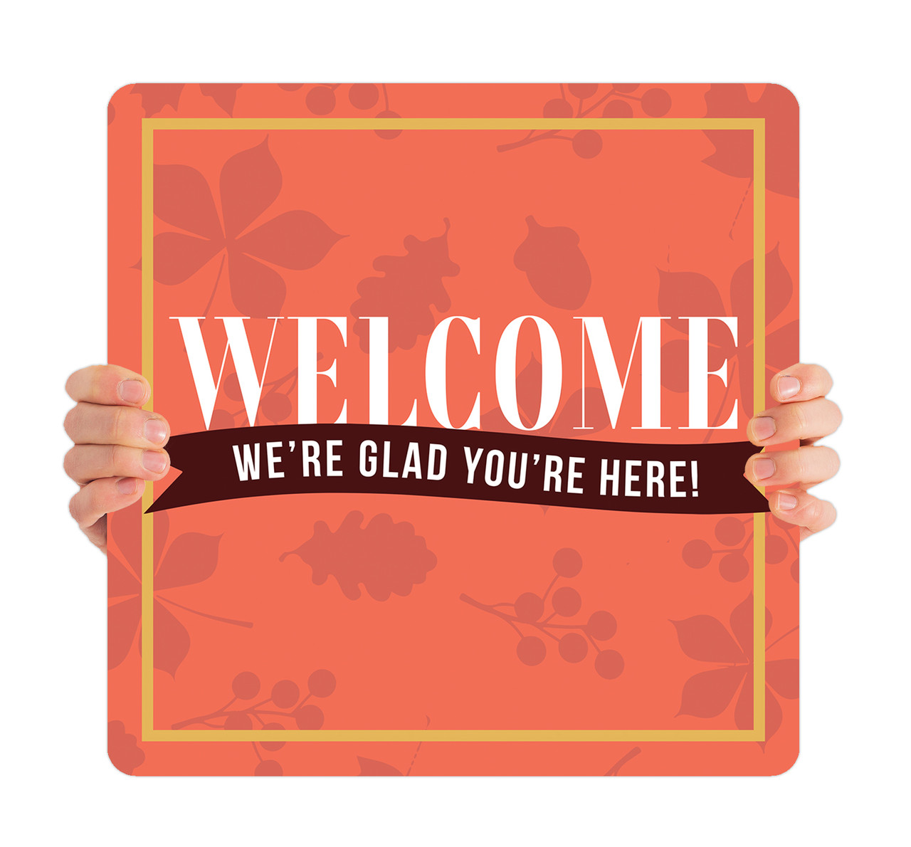 Welcome - Square Handheld - FHH034 - ChurchBanners.com