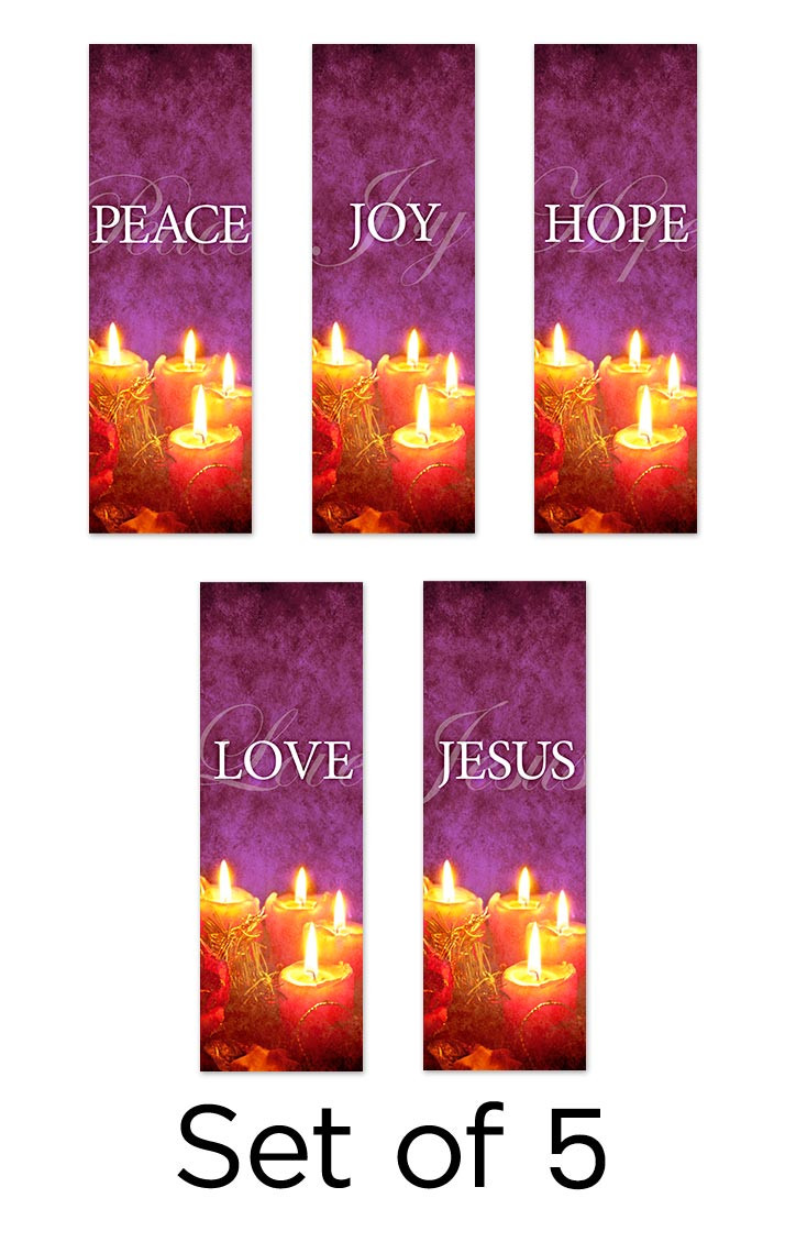 Advent Candles Purple - All 5 Banner Set - ChurchBanners.com
