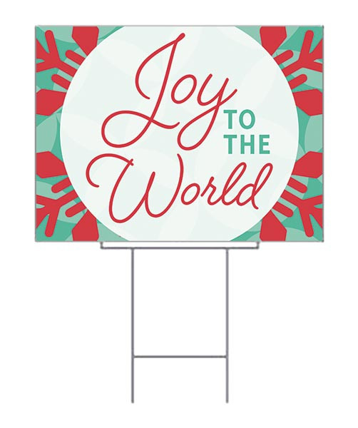 Joy to the World - Christmas Yard Sign - Red Snowflake Circle ...