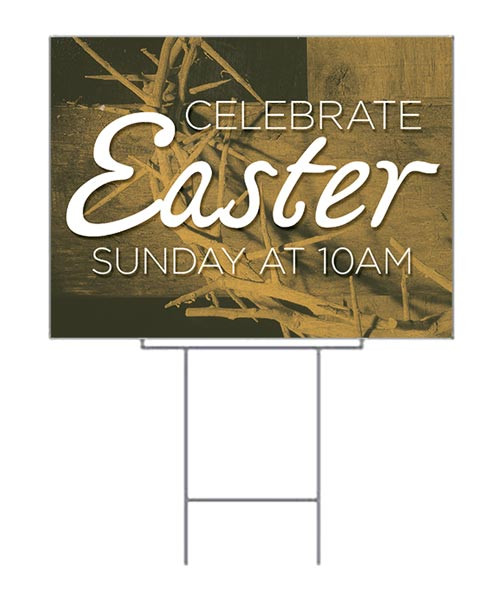 Celebrate Easter - Crown - Easter Yard Sign - ChurchBanners.com