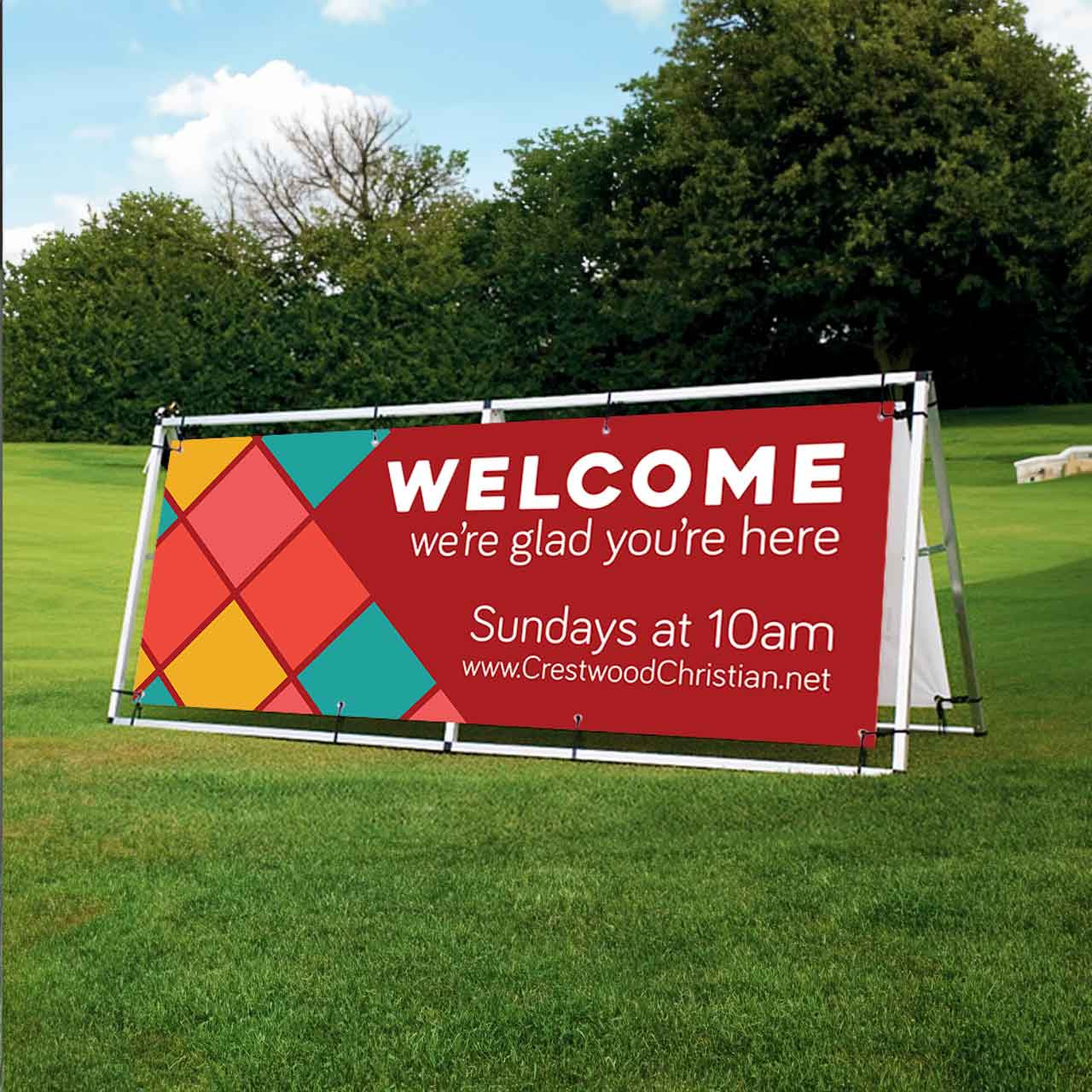 Roadside Banner Frame With Two Graphics Church Banners Church Banners
