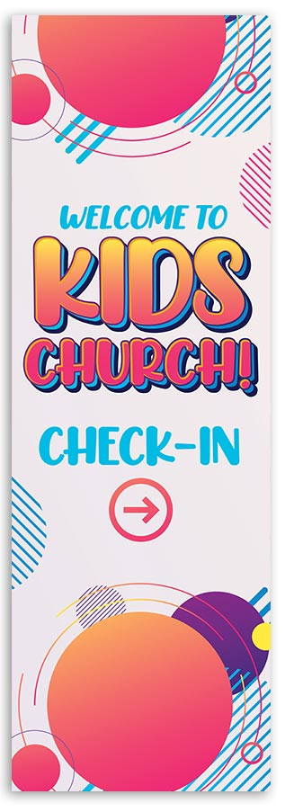 Kids Check-in - Indoor Banner - Balloon - ChurchBanners.com