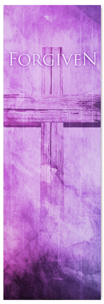 L242 Forgiven Purple - Lent Banner - ChurchBanners.com