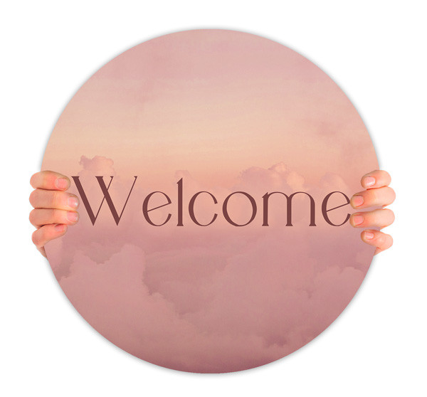 Welcome - Circle Handheld Sign - HHE121 - ChurchBanners.com