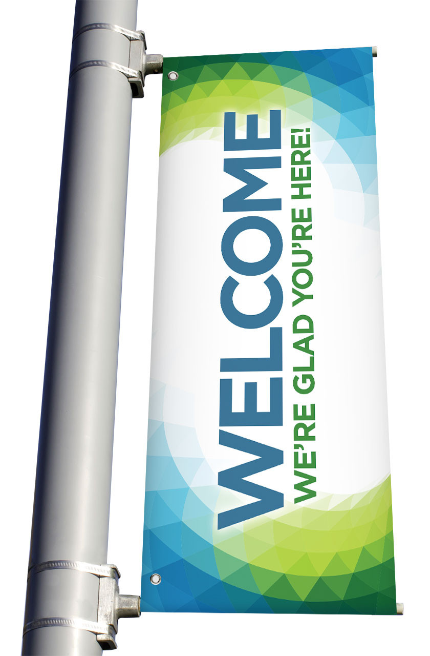Welcome - Light Pole Banner - Style 41 - ChurchBanners.com