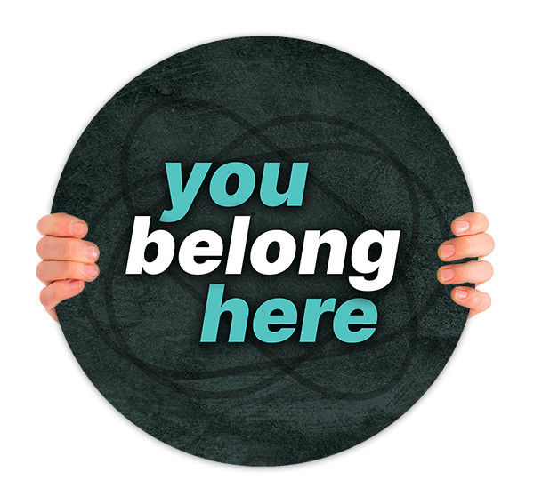 You Belong Here - Circle Handheld Sign - HH091 - ChurchBanners.com