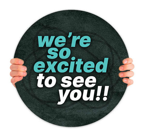 Excited to See You - Circle Handheld Sign - HH092 - ChurchBanners.com
