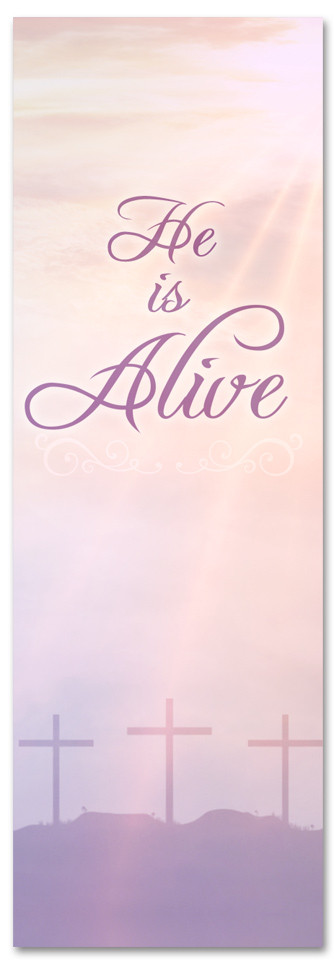 E098-1 He is Alive - ChurchBanners.com