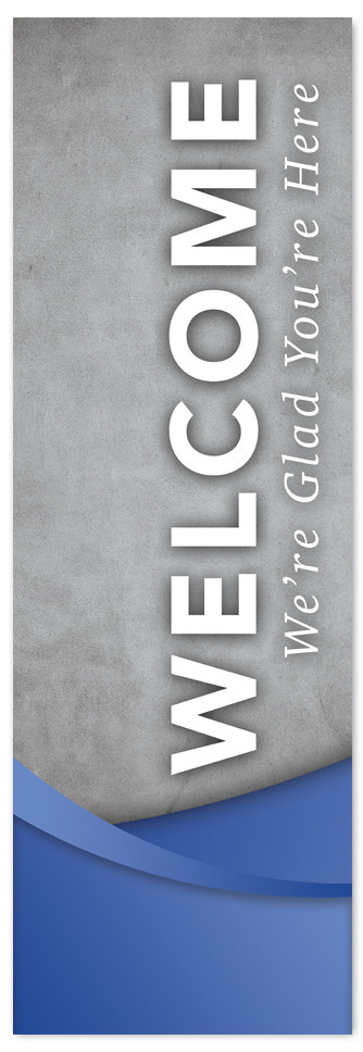 WC045 Welcome - Cement Blue - ChurchBanners.com