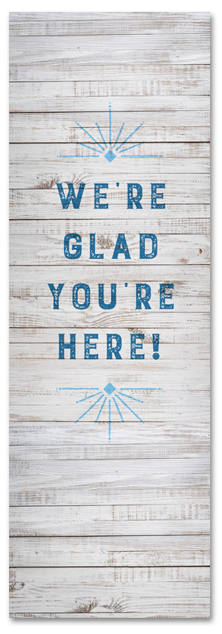 WC085 White Wood - We're Glad - ChurchBanners.com