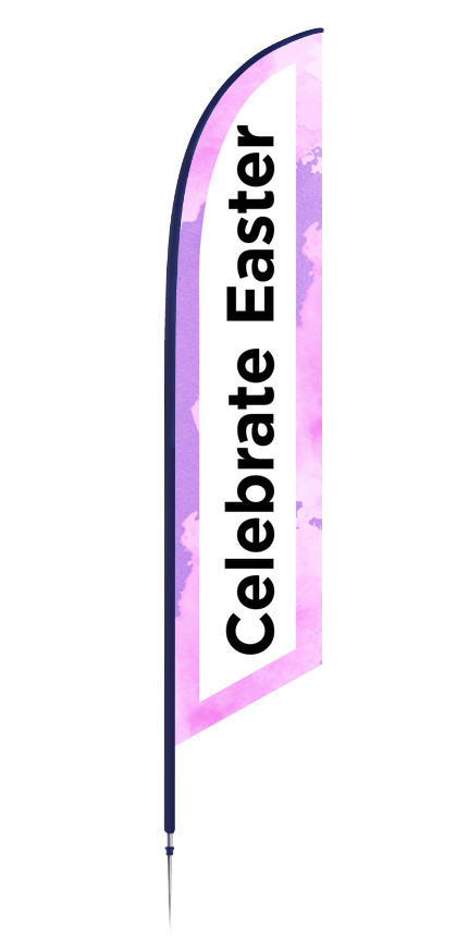 Celebrate Easter - Feather Flag - Watercolor Border - ChurchBanners.com