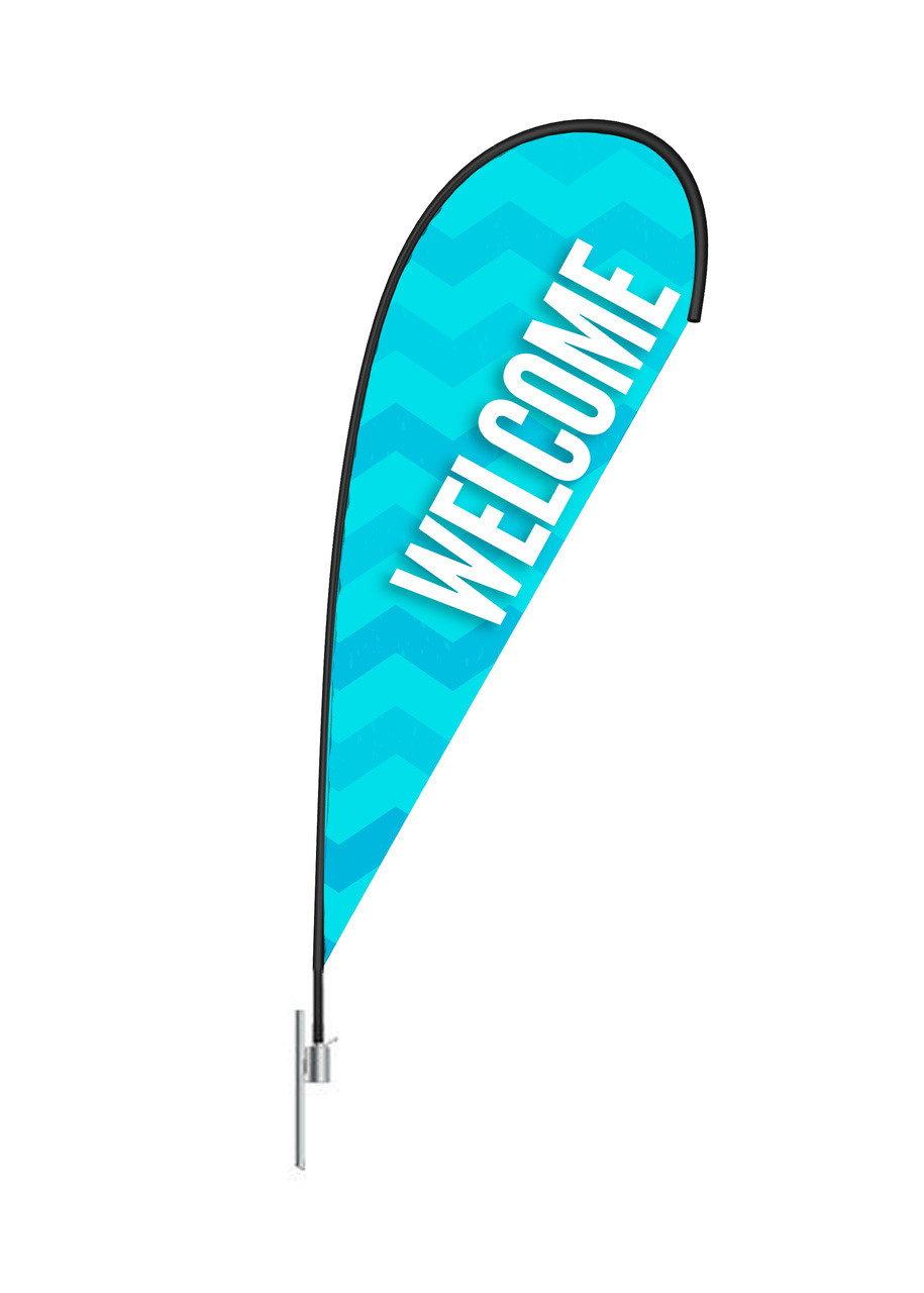 Teardrop Flag Kids Chevron Blue Welcome - Church Banners