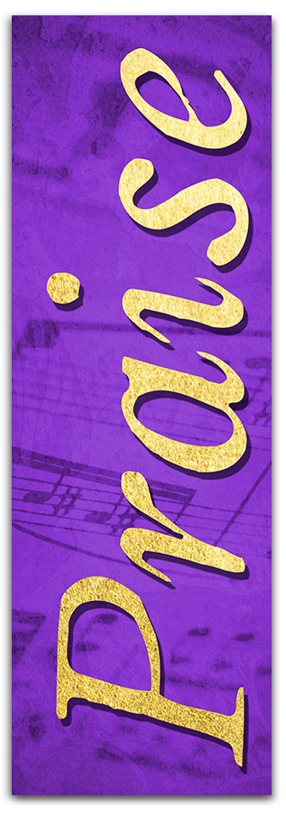 WS022 Classic Notes - Praise - Purple - Church Banners