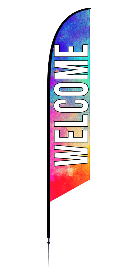 Welcome - Feather Flag - Colorful - ChurchBanners.com