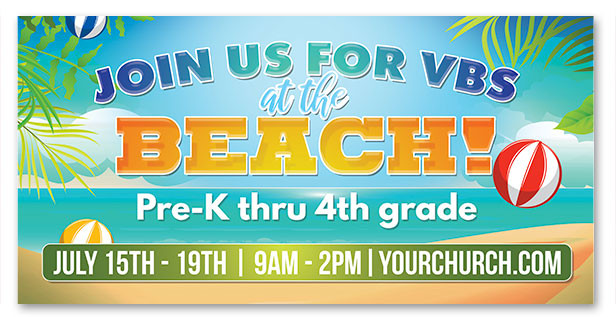 VBS at the Beach banner - Church Banners