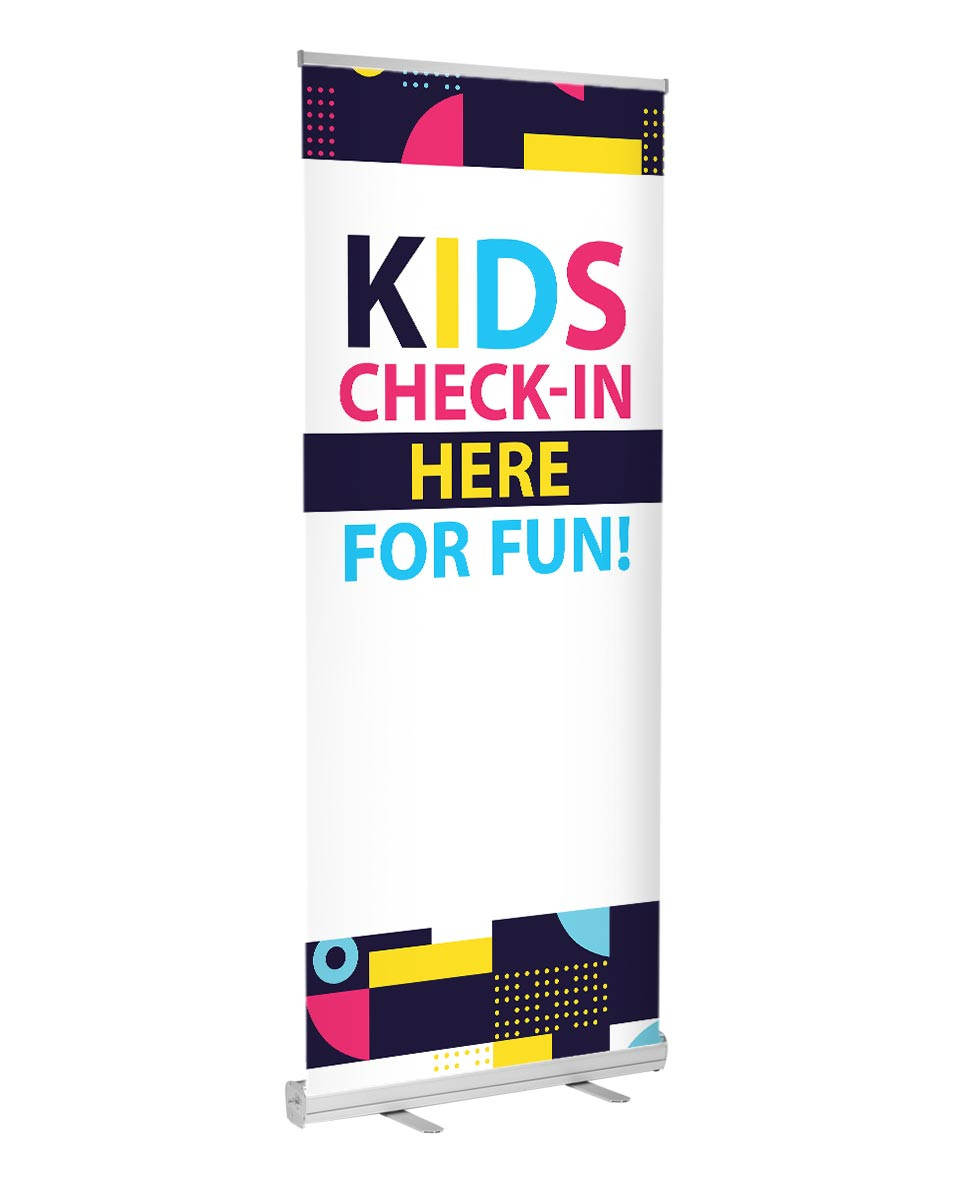 Kids Check In - D2 Retractable - Multicolor Abstract - ChurchBanners.com