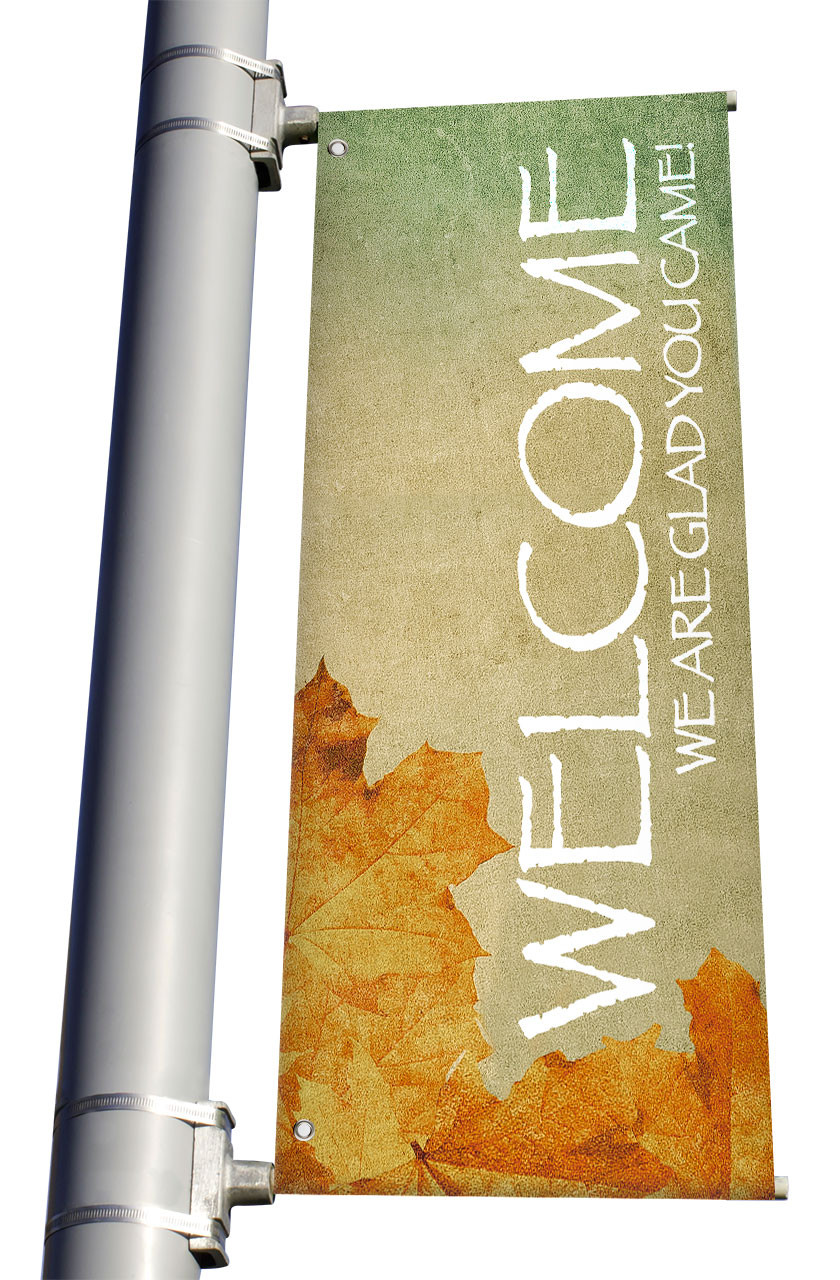 Welcome - Fall Light Pole Banner - Fall Series 12 - ChurchBanners.com