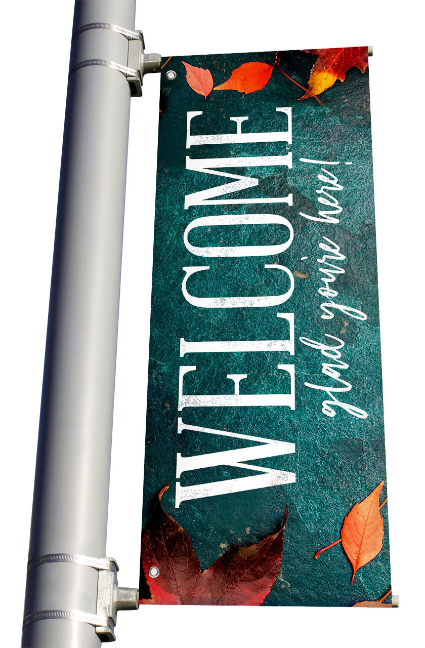 Welcome - Fall Light Pole Banner - Fall Series 20 - ChurchBanners.com