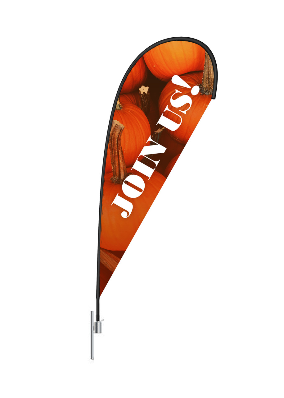 Join Us - Teardrop Flag - Fall Pumpkins - ChurchBanners.com