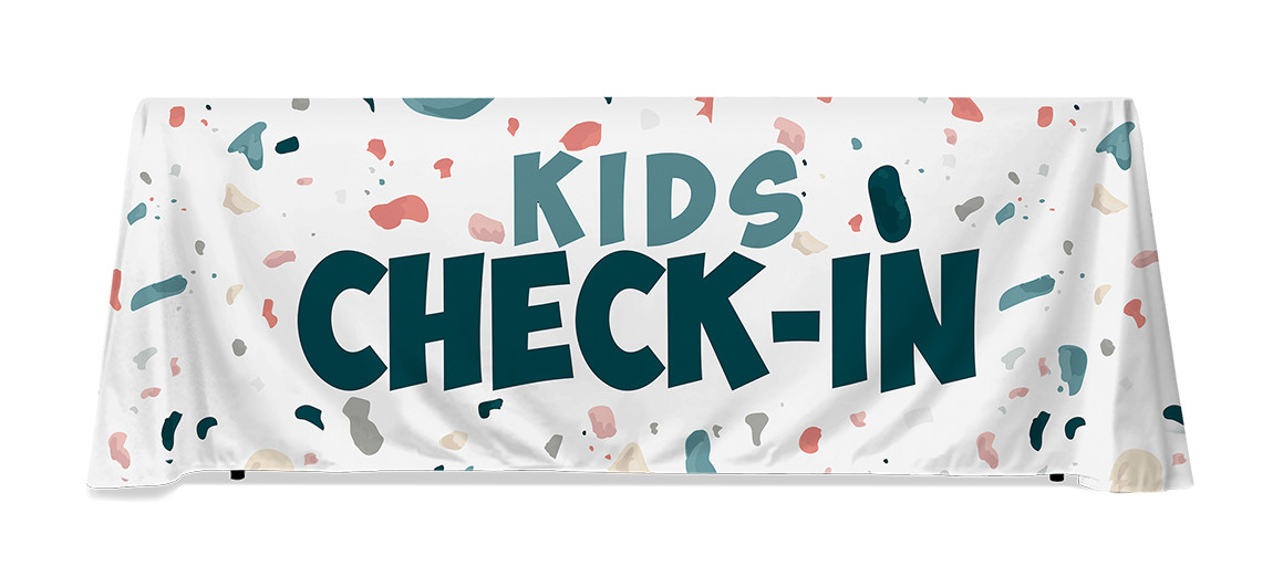 Kids Check-In Table Throw - TT224 - ChurchBanners.com