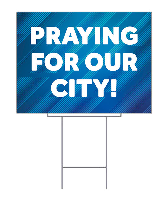 Praying for Our City - Blue Lines - Yard Sign | Church Banners