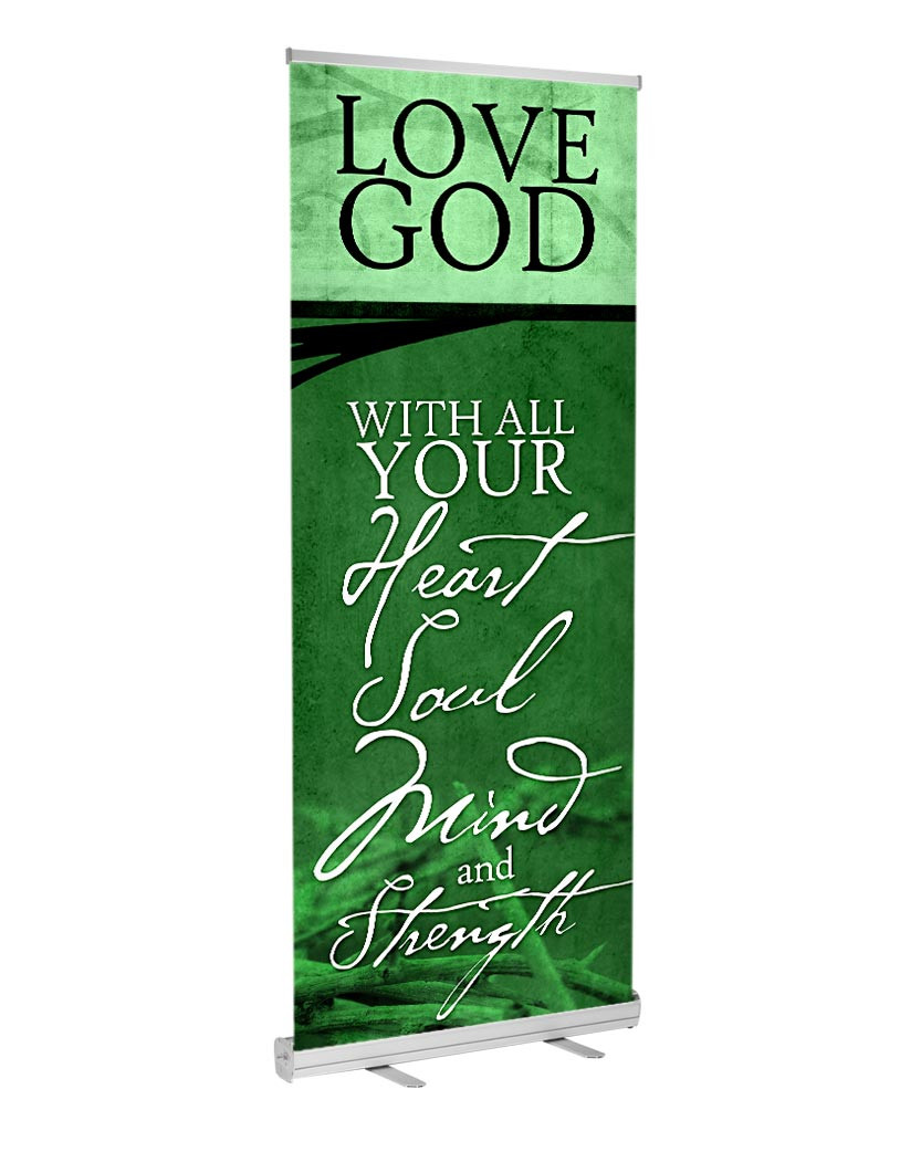 Love God - D2 Retractable - LG05 Green - ChurchBanners.com