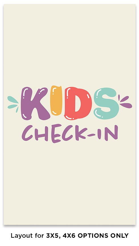 Kids Check-in - Indoor Banner - Bubble Letters - ChurchBanners.com